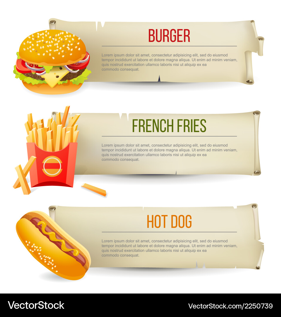 Fast food banners Royalty Free Vector Image - VectorStock