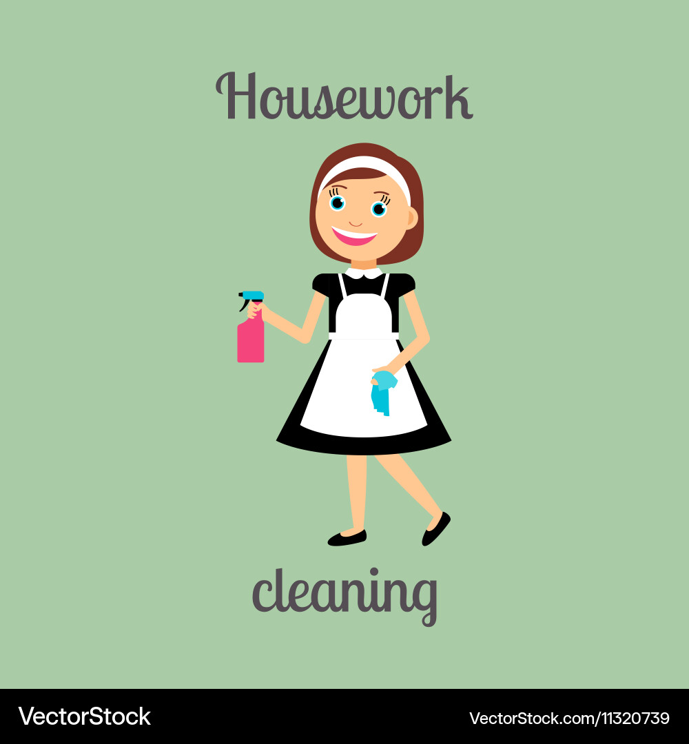 Housekeeper woman cleaning icon Royalty Free Vector Image