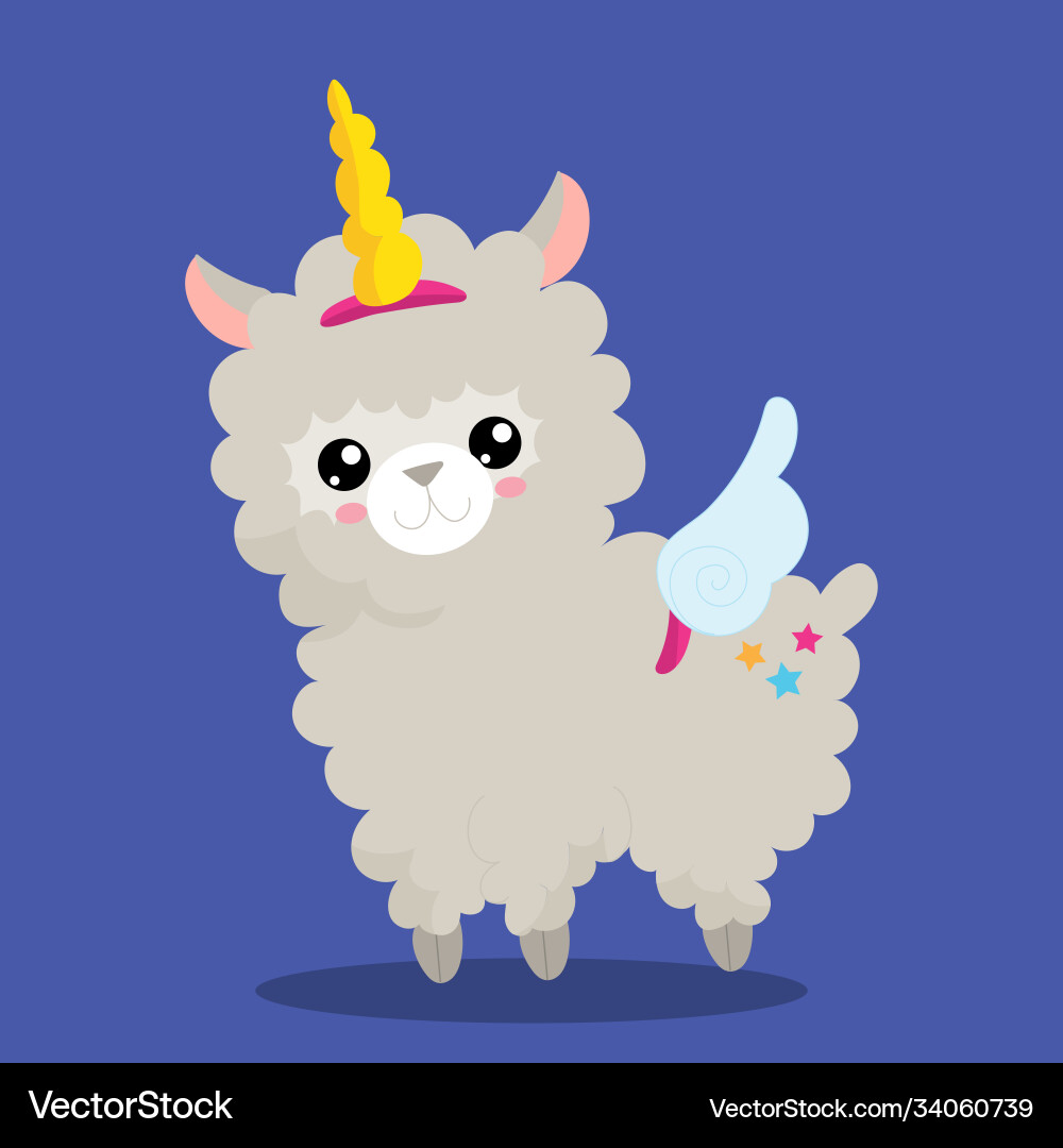 Little llama unicorn 04 Royalty Free Vector Image