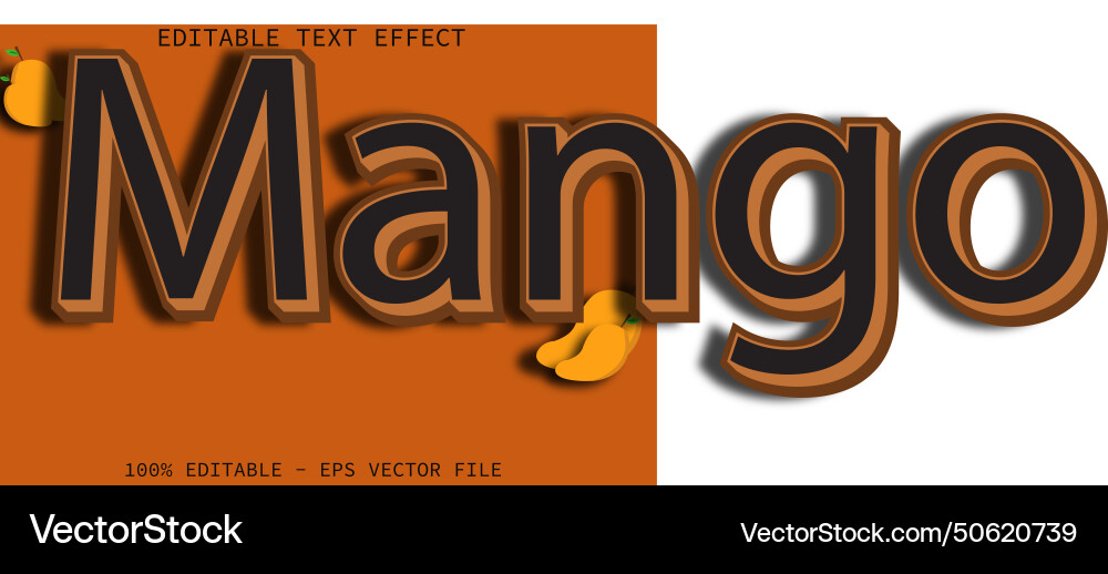 Mango editable text effect cartoon style Vector Image