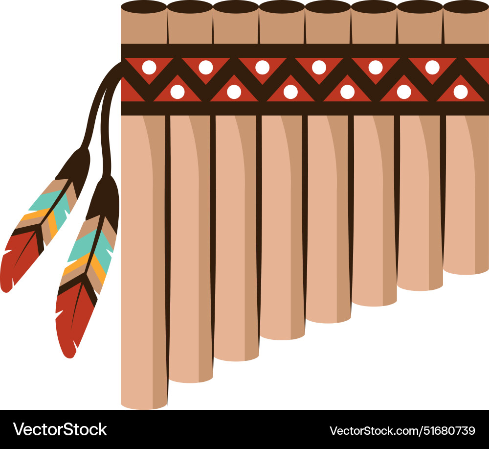 Pan flute folk indigenous instrument Royalty Free Vector
