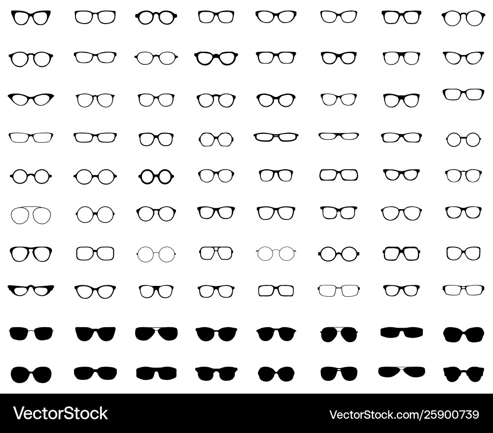 Silhouettes eyeglasses Royalty Free Vector Image