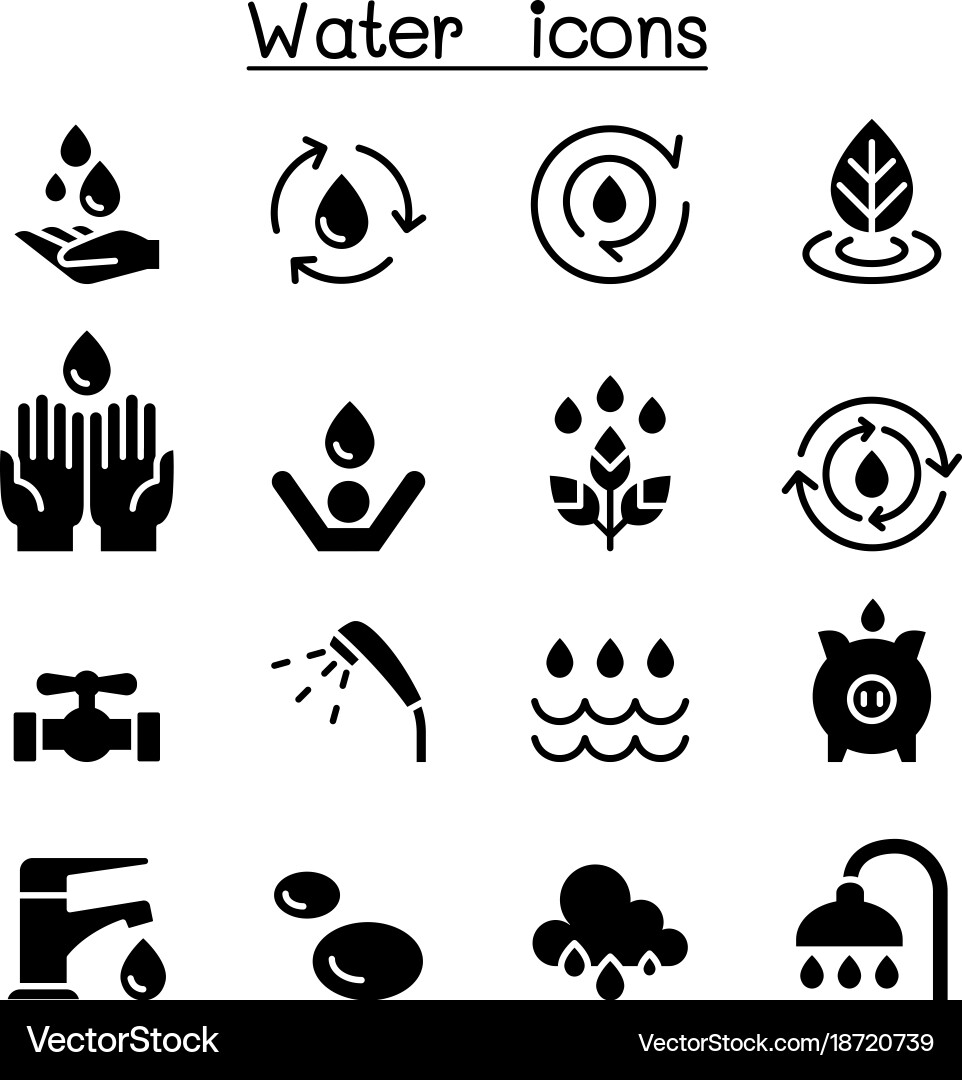 Water icon set graphic design Royalty Free Vector Image