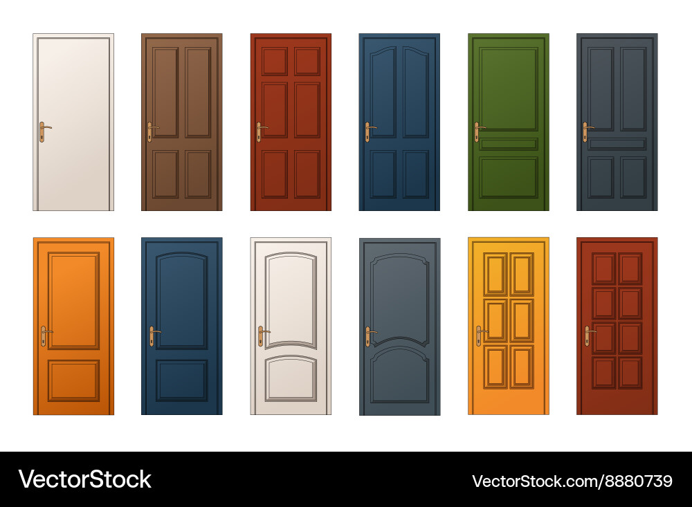 Wooden Door Collection Royalty Free Vector Image