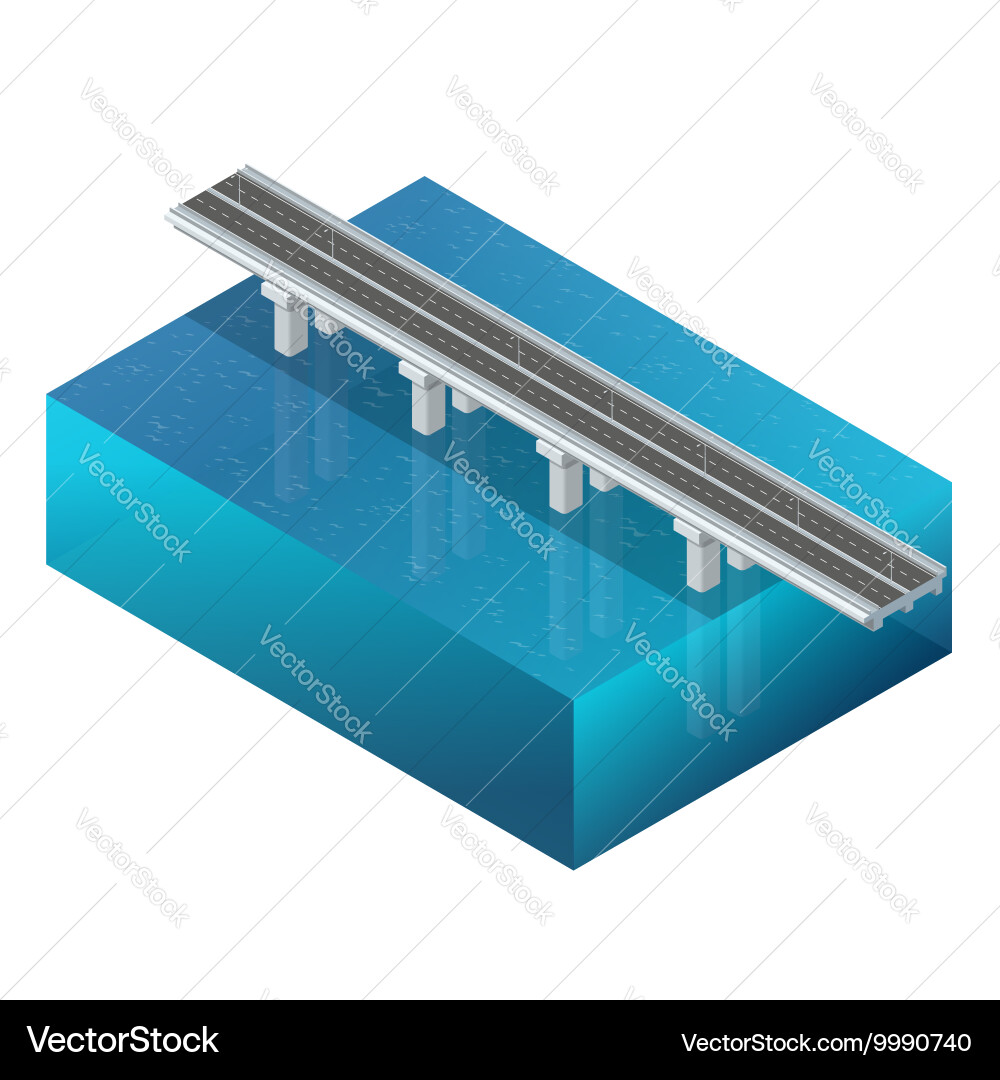 Bridge over the riverdesign unit structure 3d Vector Image
