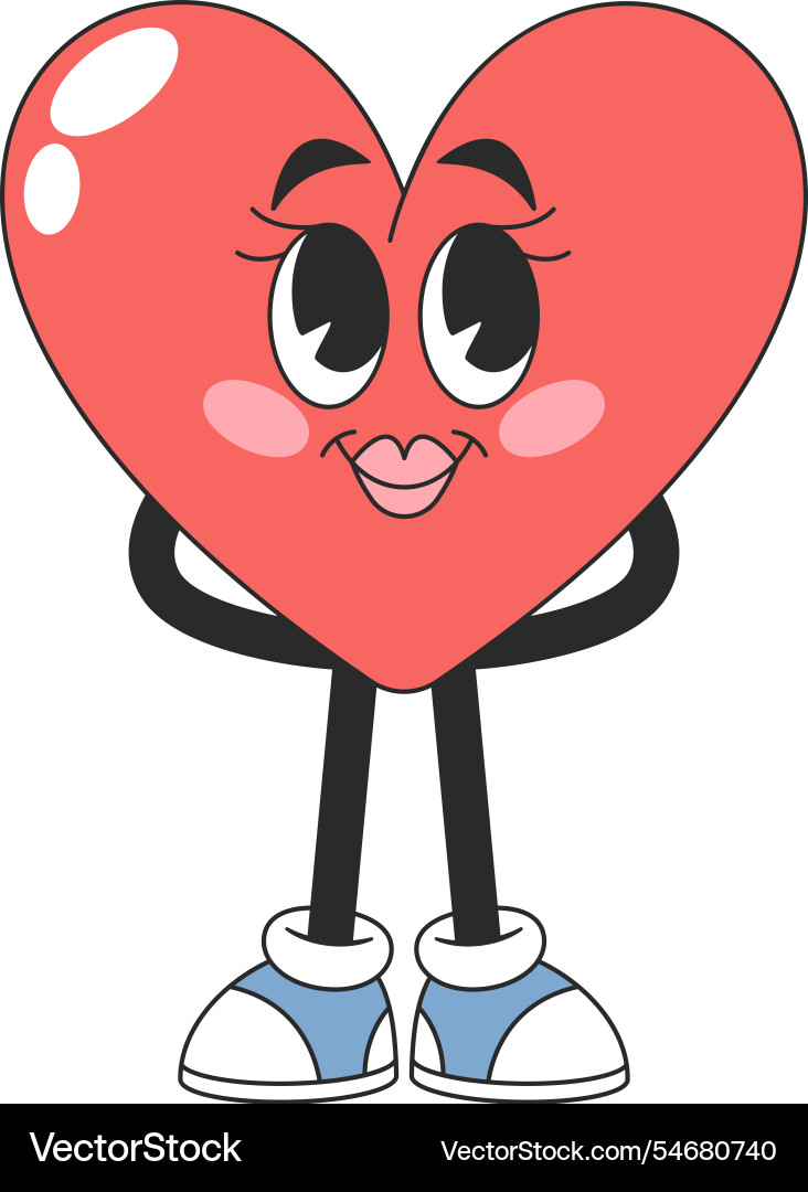 Comic funky love heart character Royalty Free Vector Image