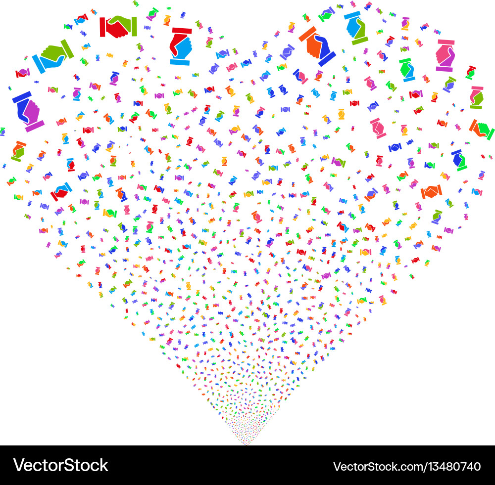 Handshake fireworks heart Royalty Free Vector Image