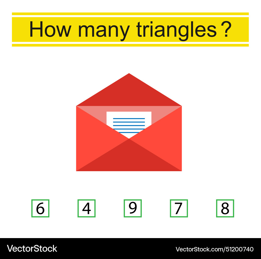 How many triangles are there logic game for kids Vector Image