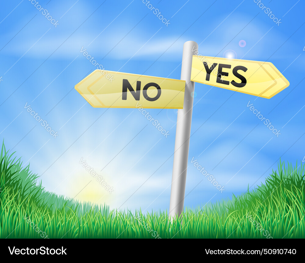 Yes or no sign in field Royalty Free Vector Image