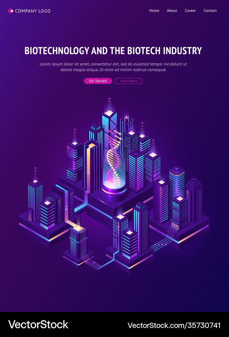 Biotechnology biotech industry isometric banner Vector Image