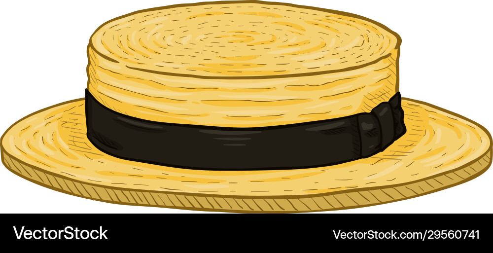 Cartoon yellow kanotie straw hat Royalty Free Vector Image