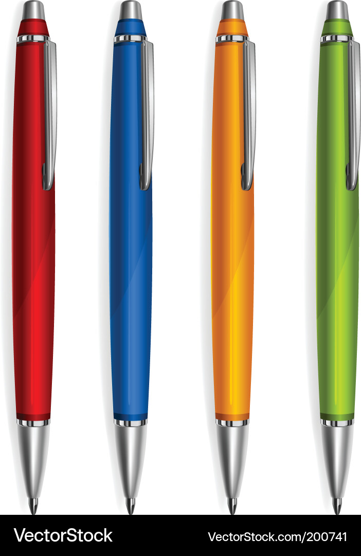 Colorful Pens Set Royalty Free Vector Image - VectorStock