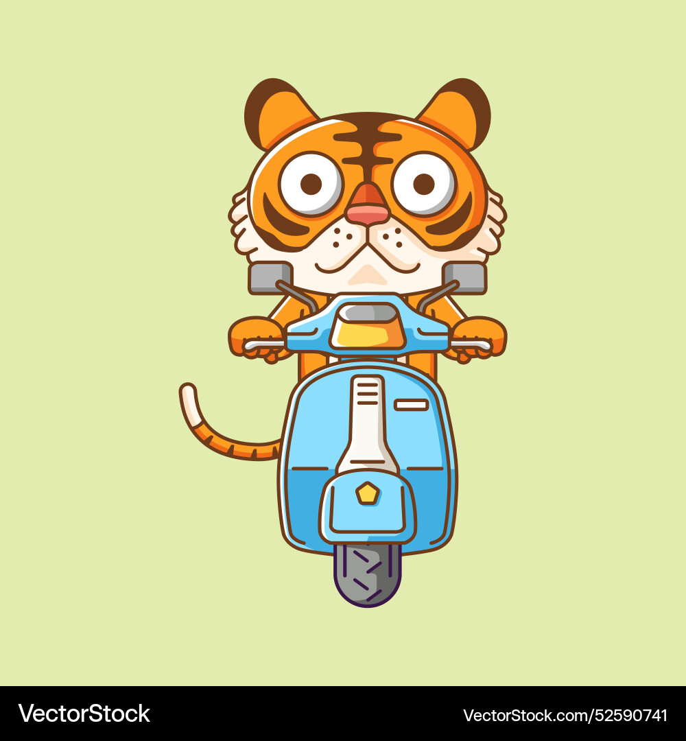 Cute tiger riding scooter animal kawaii chibi Vector Image