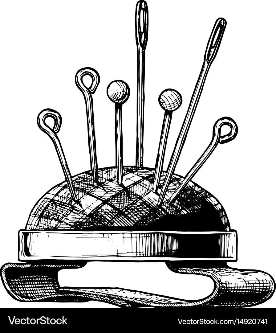 Hand drawn of pin cushion Royalty Free Vector Image