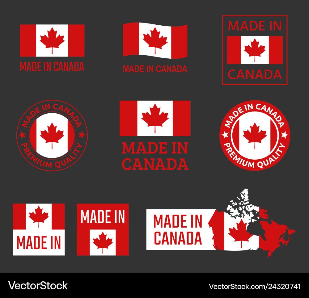 Made in canada icon set canadian product labels Vector Image
