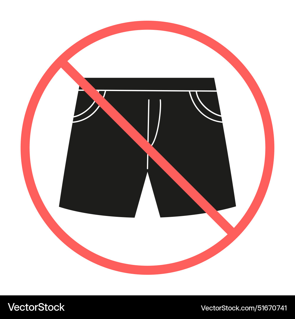 No shorts trunks sign prohibition black Royalty Free Vector