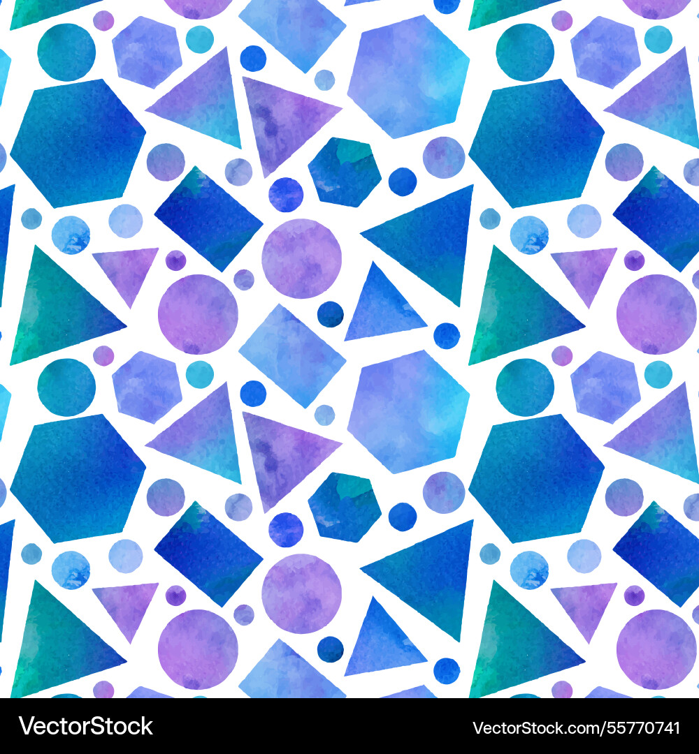 Pattern of watercolor polygons in blue tones Vector Image