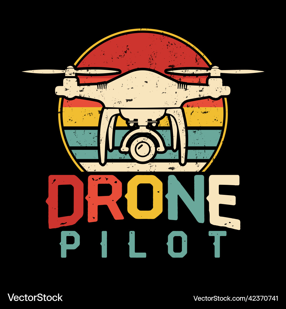 Retro Drone Pilot Gift T-Shirt Royalty Free Vector Image