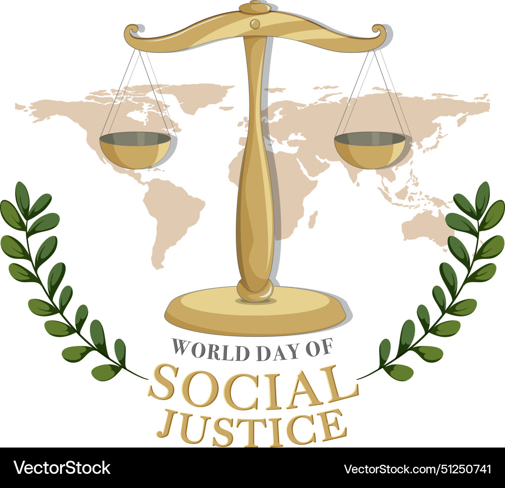 Scales of justice over world map with laurels Vector Image