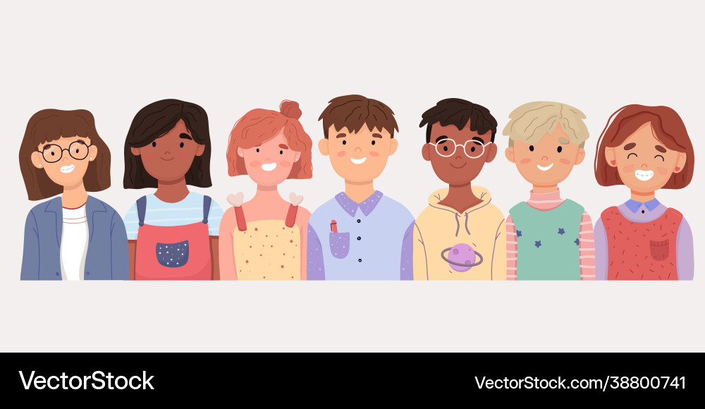 Set children avatars bundle smiling faces Vector Image