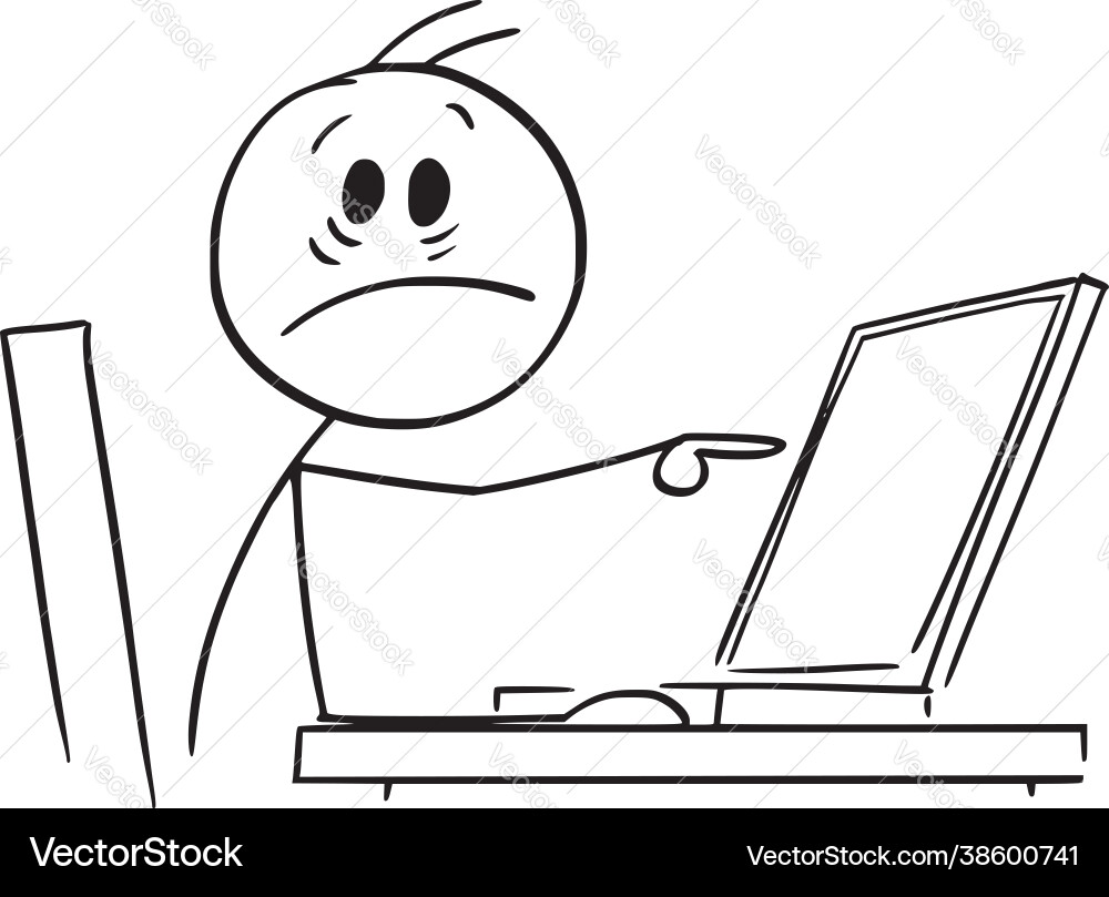 Shocked person working in office and pointing Vector Image