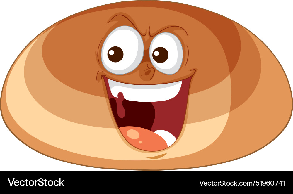 Smiling bread with expressive eyes and mouth Vector Image