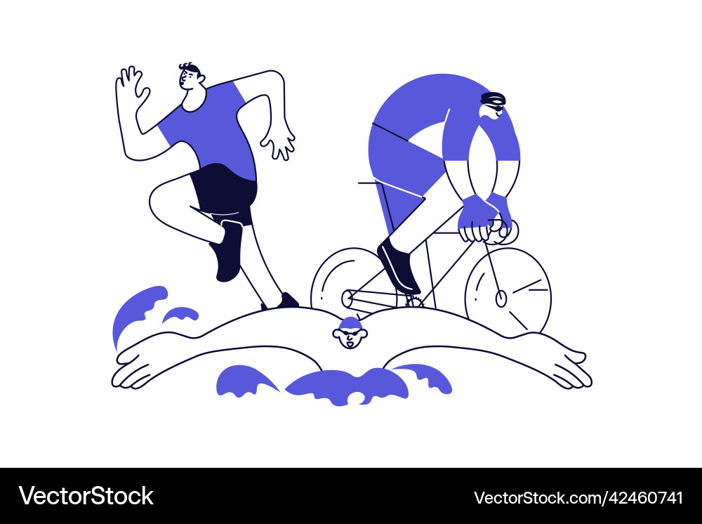 Triathlon banner with athletes isolated on white Vector Image