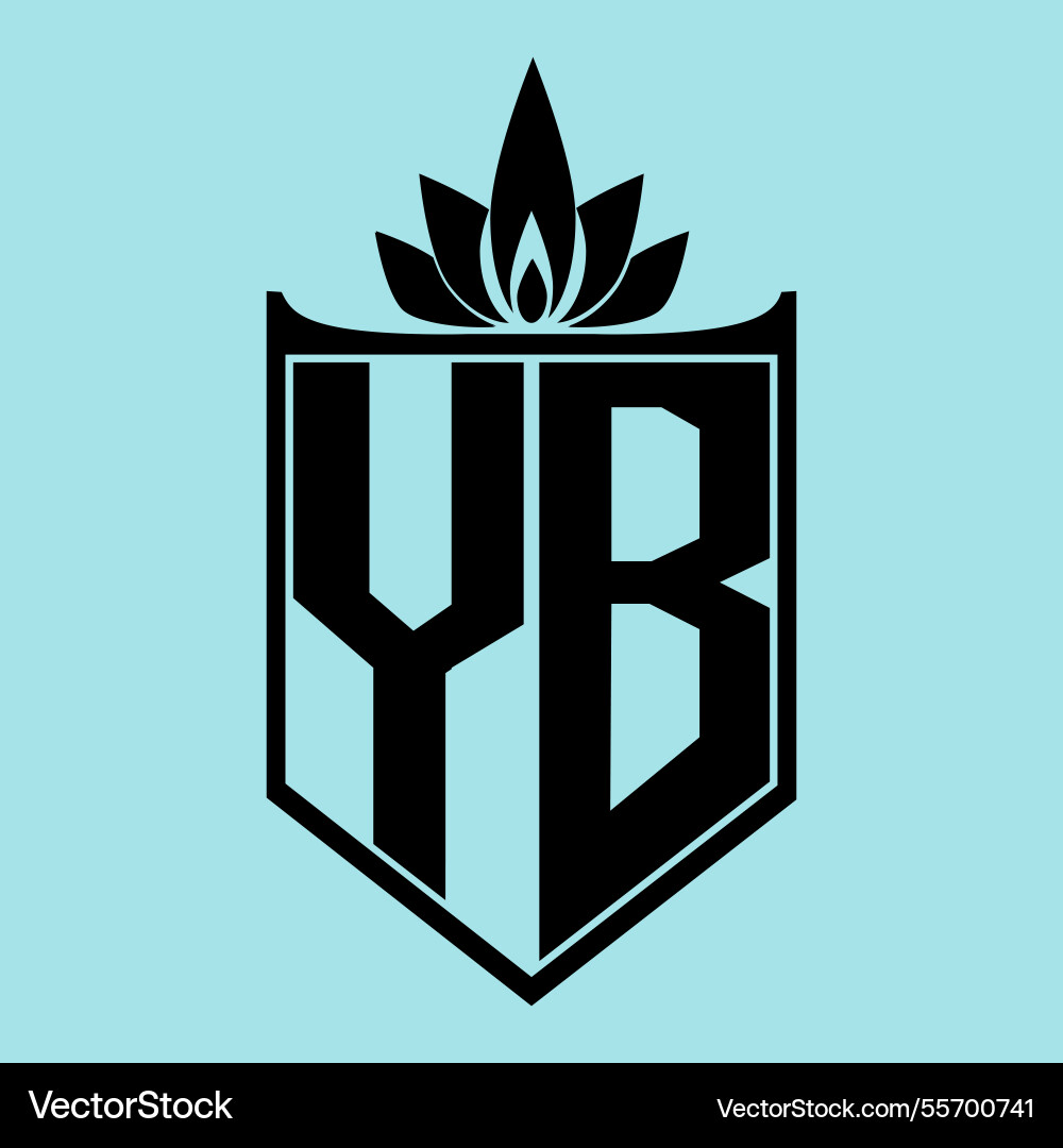 Yb logo with elegant crown symbol and shield Vector Image