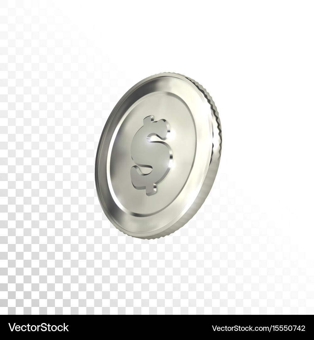 3d silver coin with dollar sign Royalty Free Vector Image