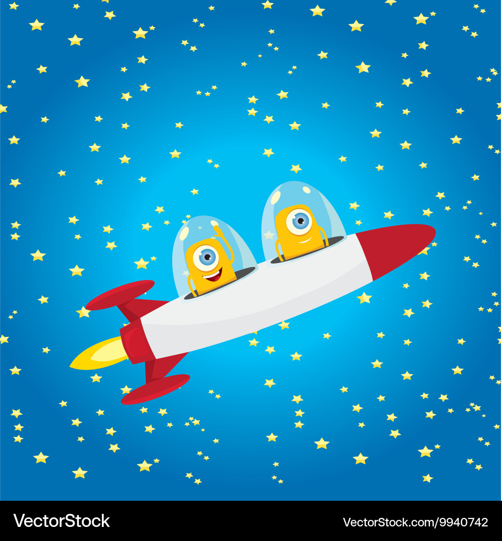 Alien spaceship orange in space Royalty Free Vector Image