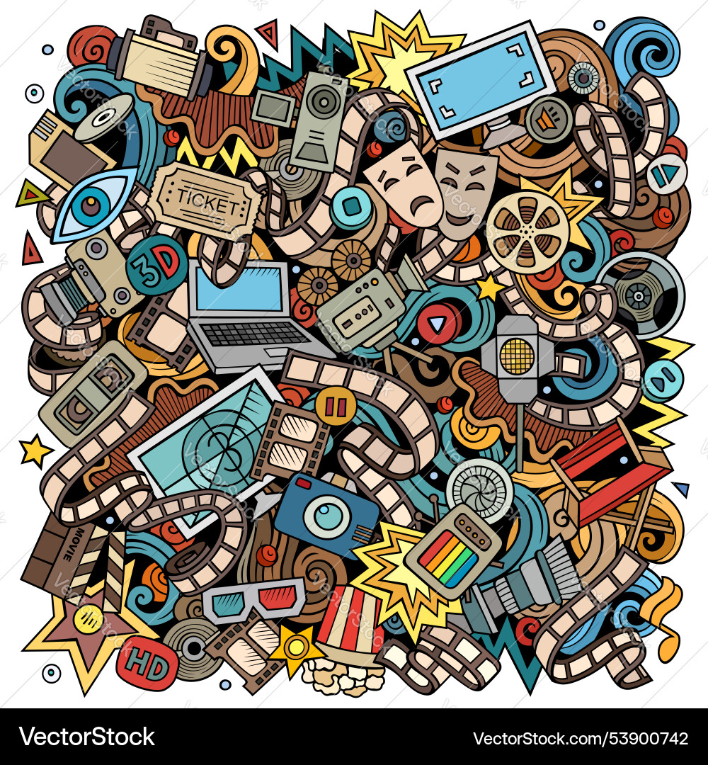Cinema cartoon doodle design Royalty Free Vector Image