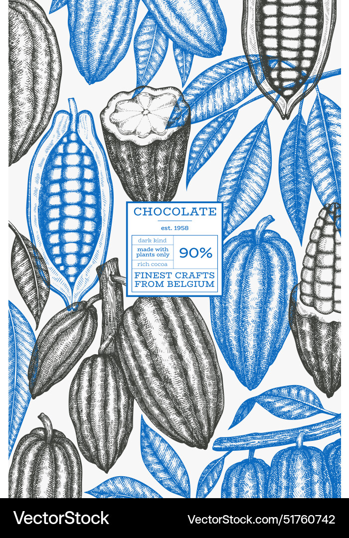 Cocoa design template chocolate beans Royalty Free Vector