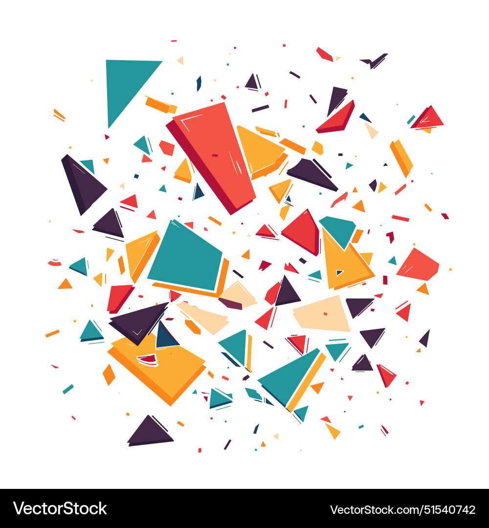 Colorful geometric shapes exploding white Vector Image