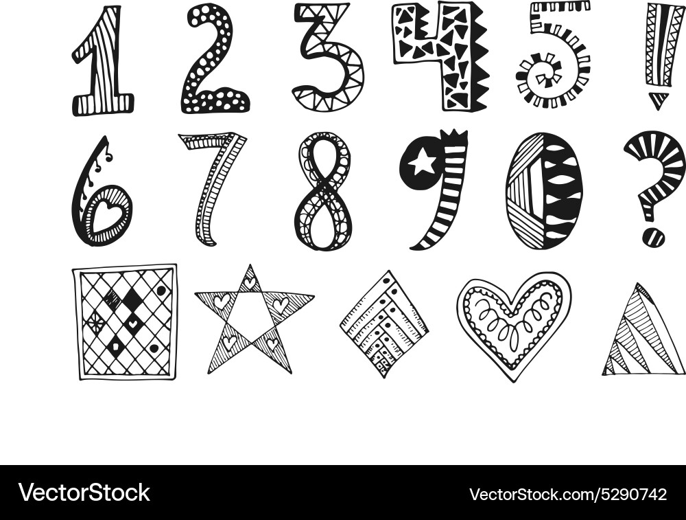 Hand drawn numbers collection Royalty Free Vector Image