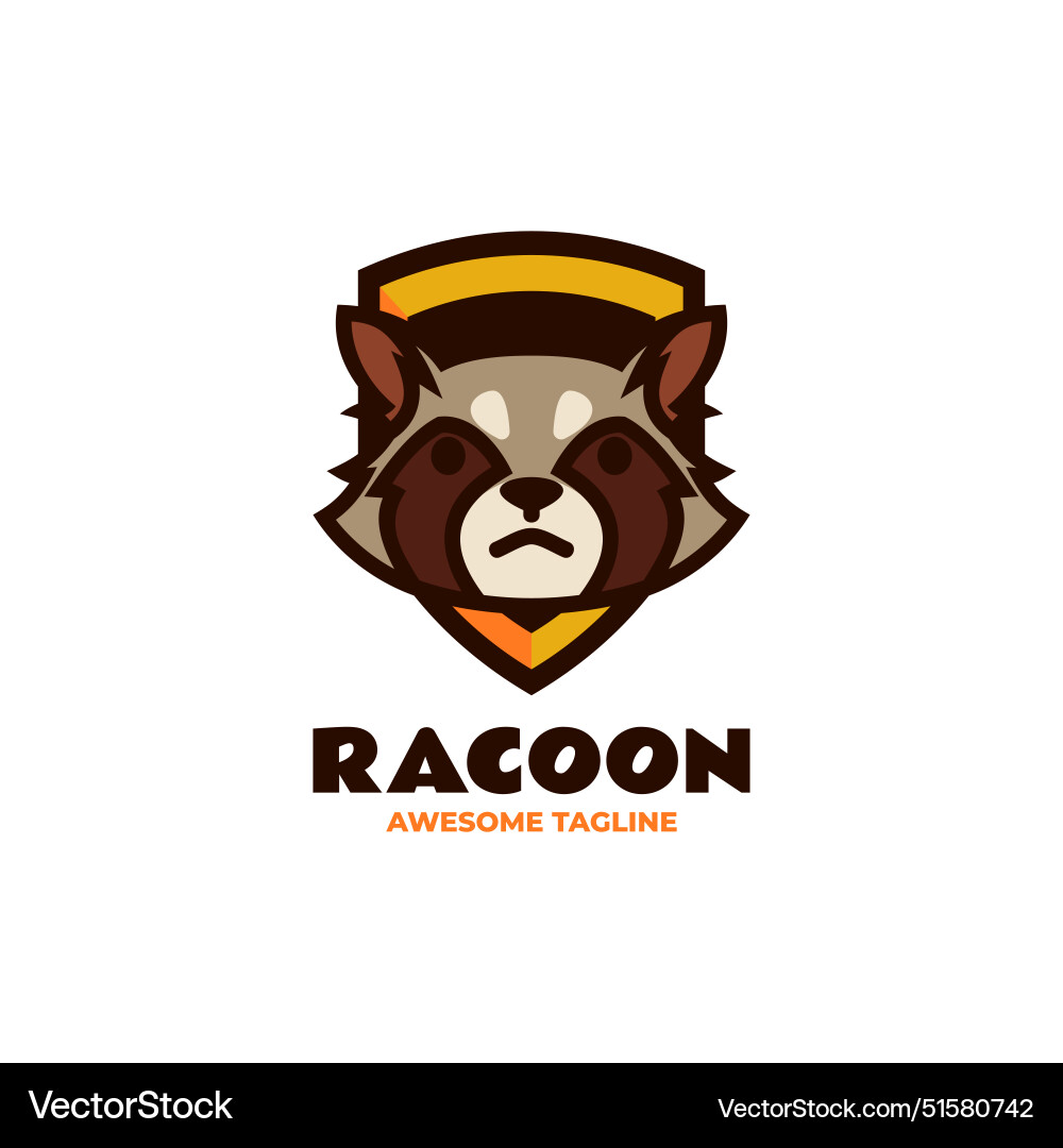 Logo raccoon simple mascot style Royalty Free Vector Image