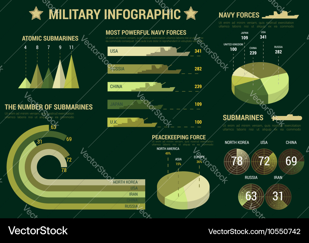 Military infographic presentation poster Vector Image