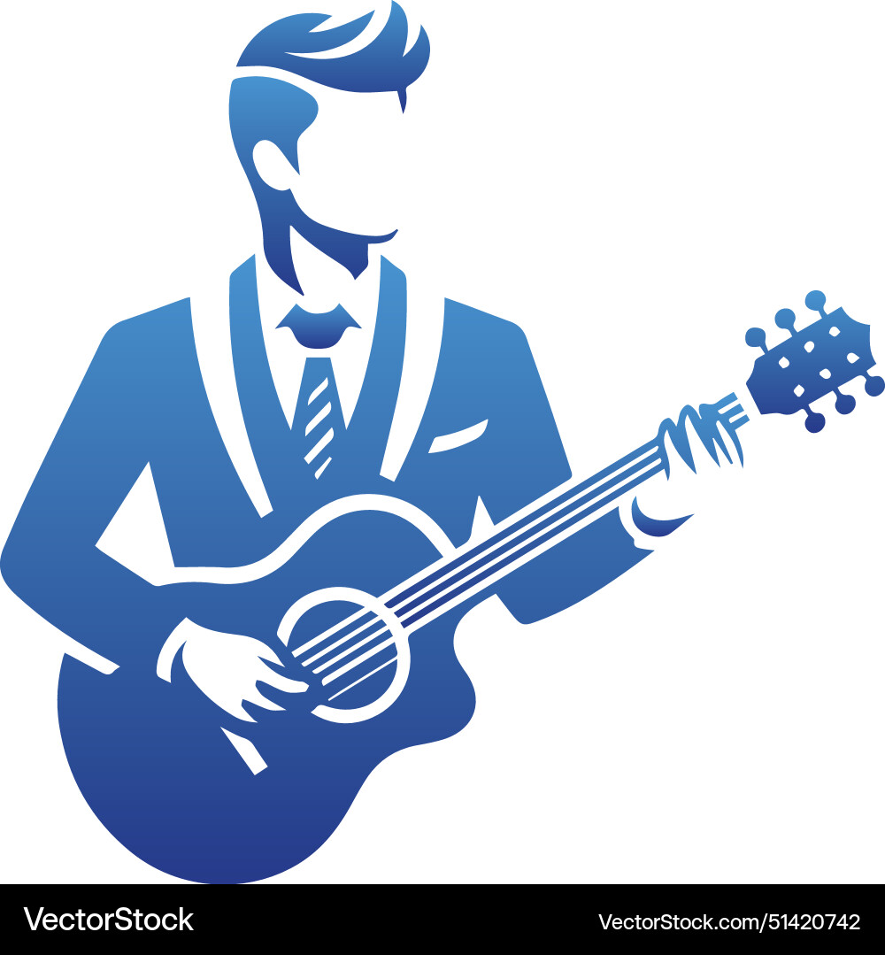 Minimal modern musical man with guitar Royalty Free Vector
