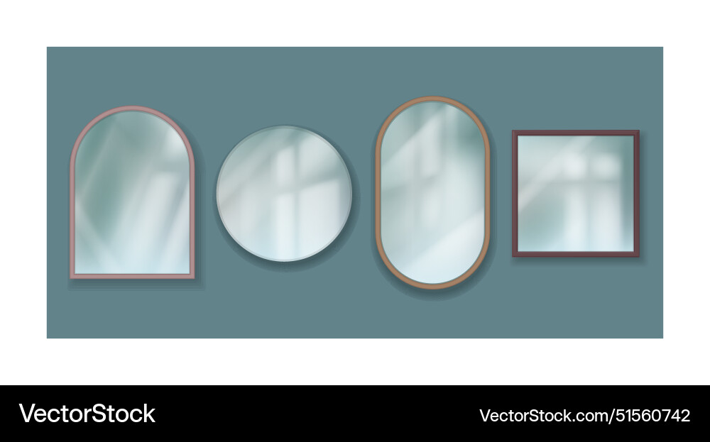 Mirror realistic reflected surfaces for interior Vector Image