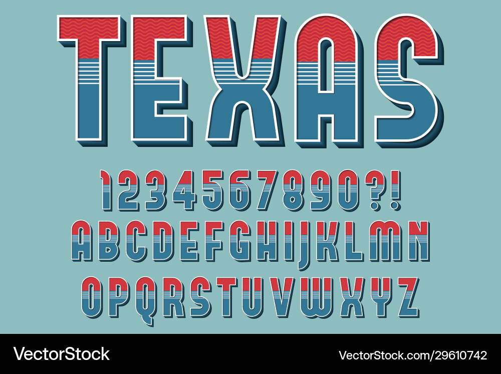 Retro classic 3d alphabet letters numbers Vector Image