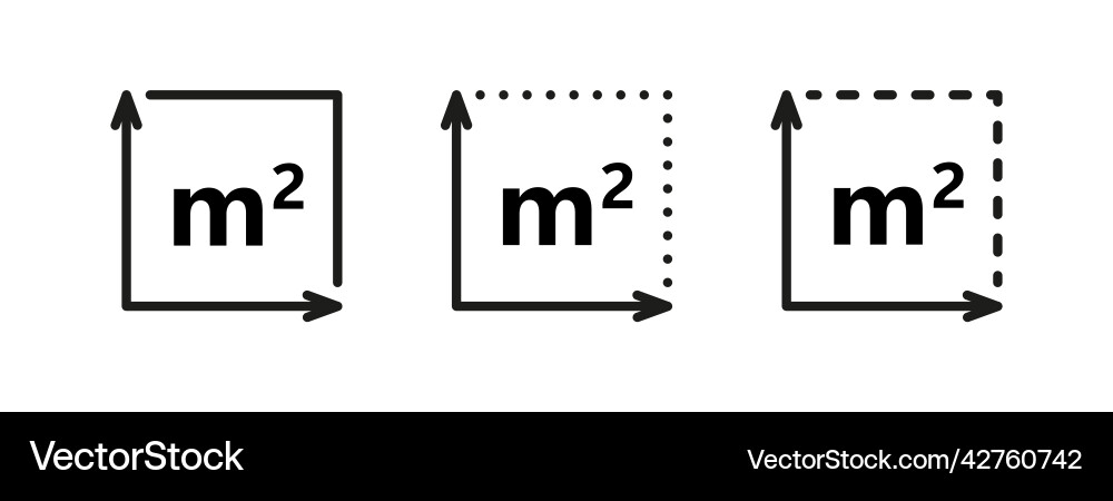 Square meter icon m2 sign flat area in Royalty Free Vector