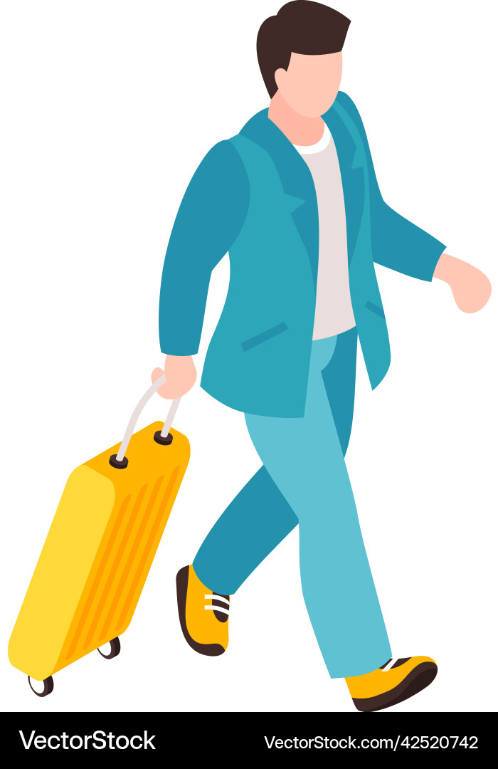 Trolley bag man composition Royalty Free Vector Image