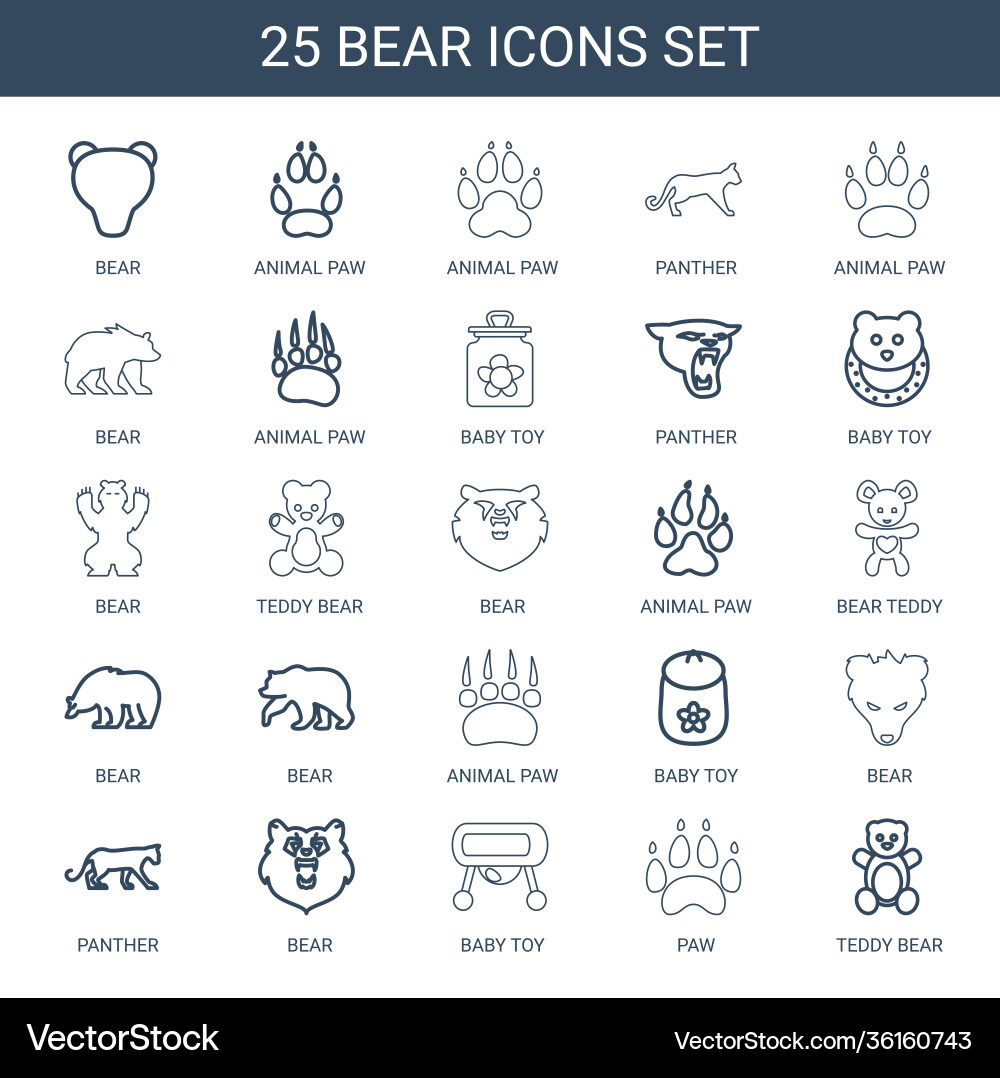 25 bear icons Royalty Free Vector Image - VectorStock