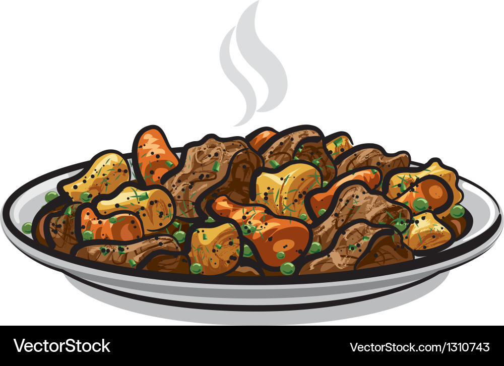 Beef stew dish Royalty Free Vector Image - VectorStock