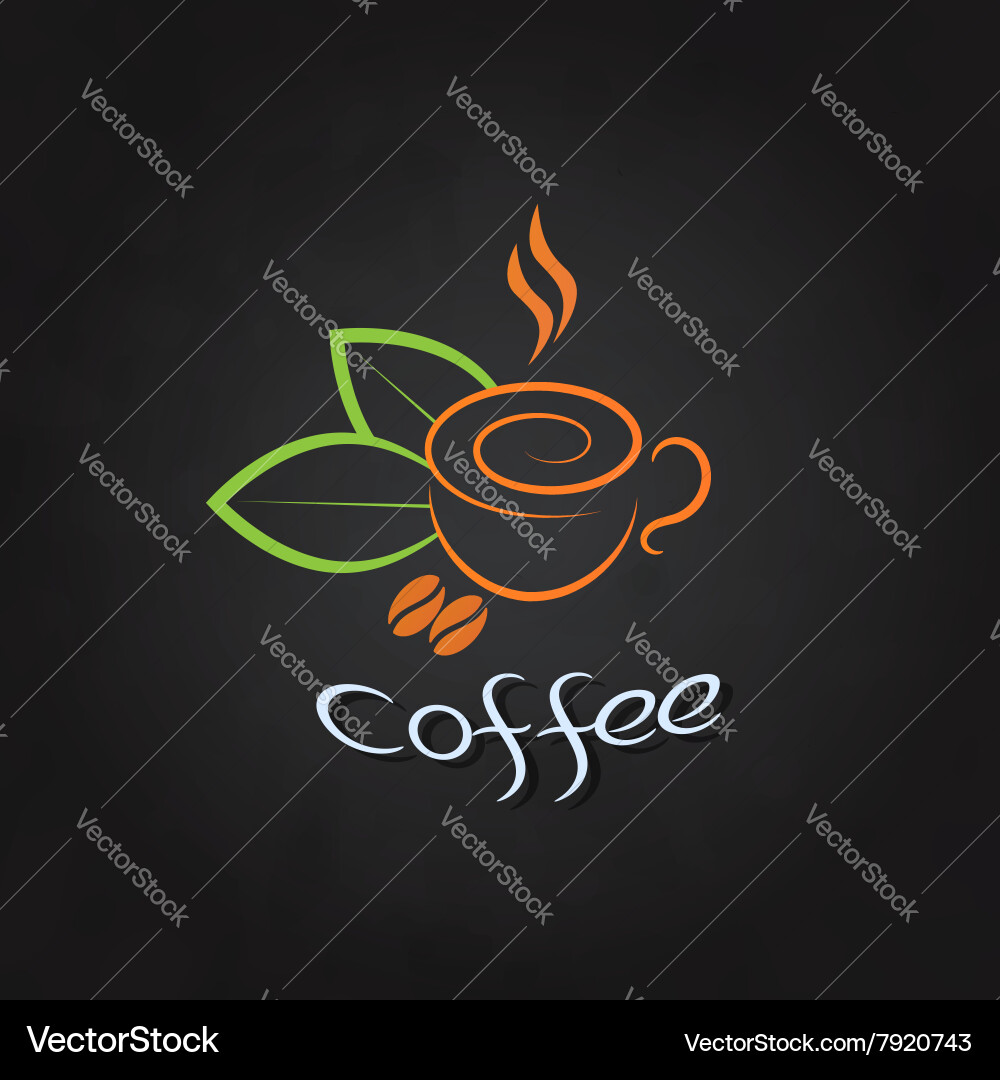 Coffee cup with beans and green leaves Royalty Free Vector