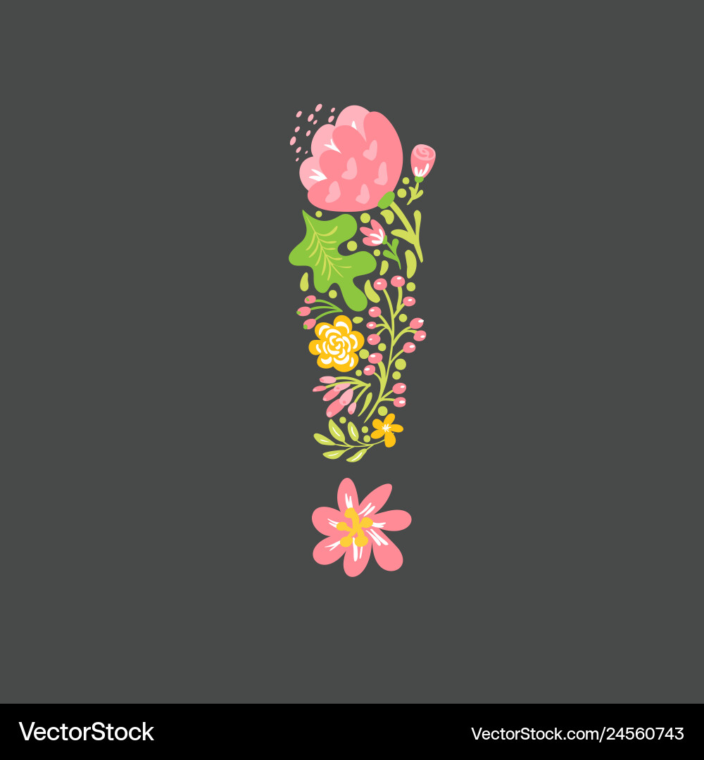 Floral summer exclamation mark flower capital Vector Image