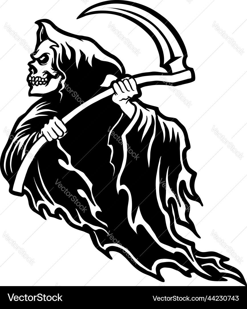 Grim reaper attack silhouette Royalty Free Vector Image
