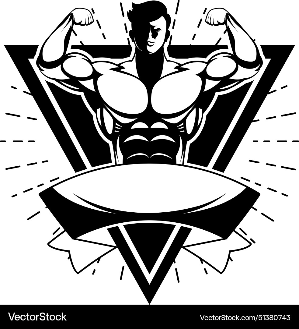 Gym emblem bodybuilder Royalty Free Vector Image