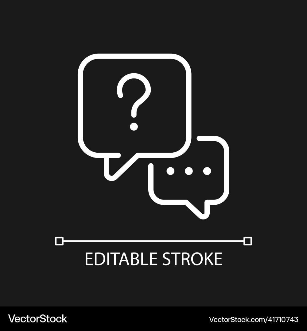 Interview question white linear icon for dark Vector Image