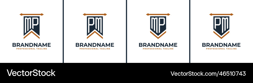 Letter mp and pm pennant flag logo set represent Vector Image