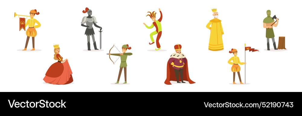 Medieval people characters from european historic Vector Image